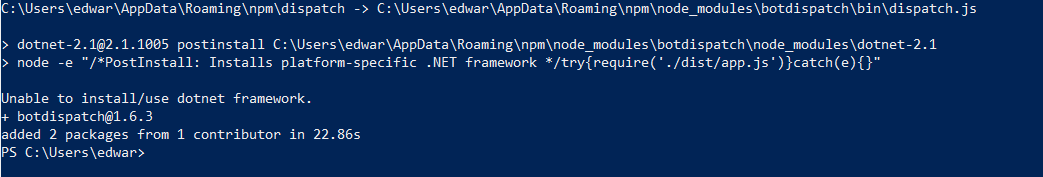 Error installing botdispatch · Issue #1334 · microsoft/botbuilder-tools · GitHub