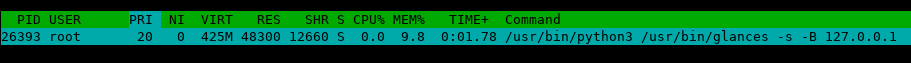 Debian10: "glances -s" reports "Cannot start Glances server: [Errno 98] Address already in use ...