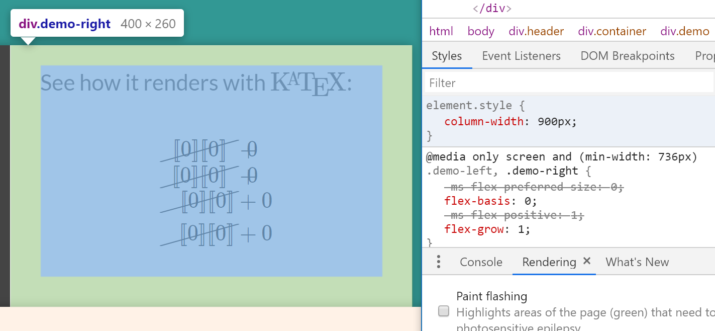 Rendering bug of `\cancel` and `\llbracket` (double bracket) or ...