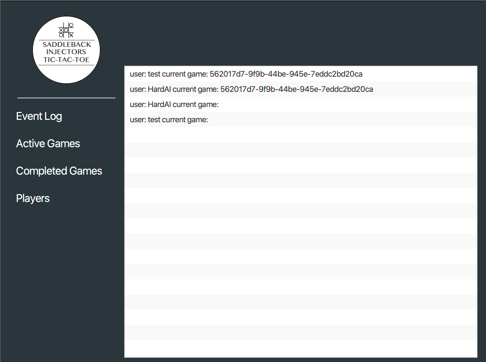 GitHub - Saddleback-Injectors/TicTacToeServer: Manages all Tic Tac Toe games, users, connections ...