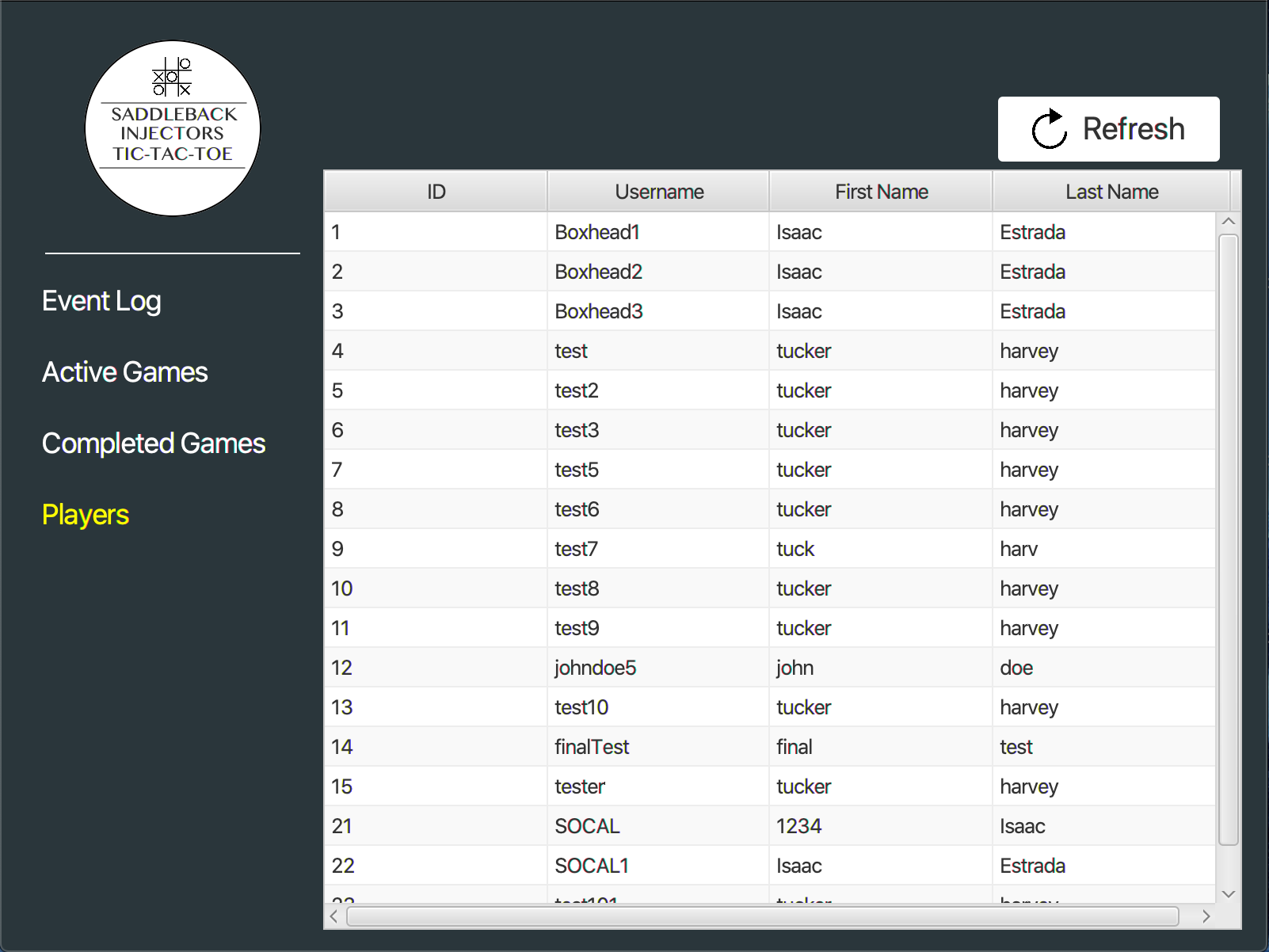 GitHub - Saddleback-Injectors/TicTacToeServer: Manages all Tic Tac Toe games, users, connections ...