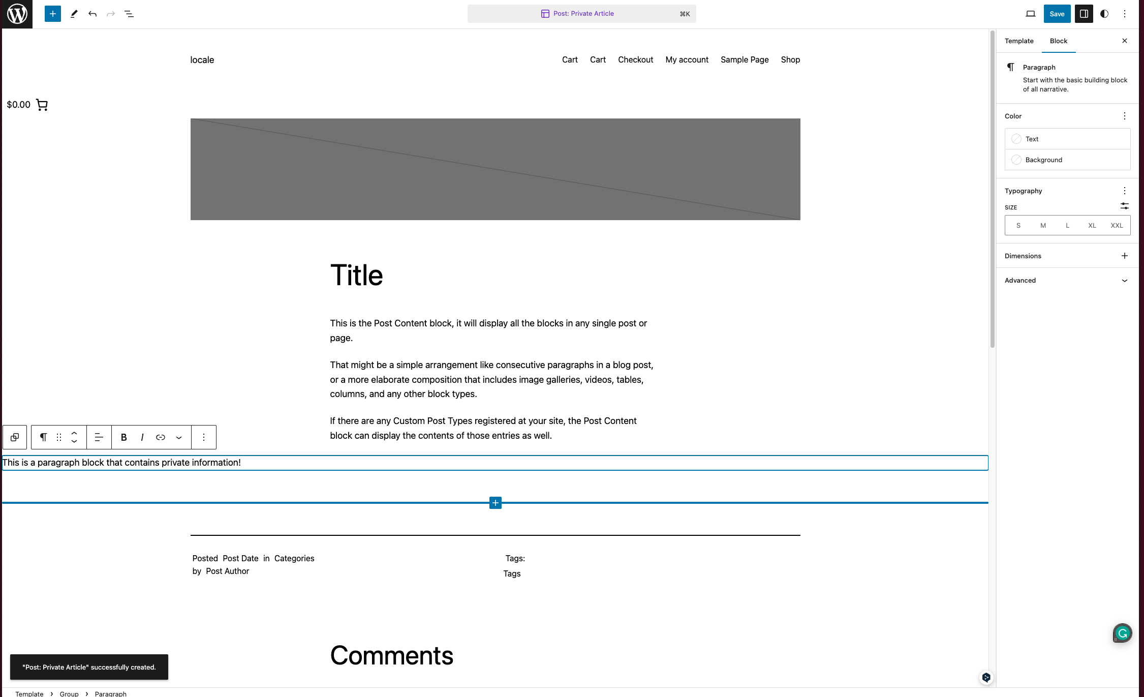 Improve interaction between protected post and block template · Issue ...
