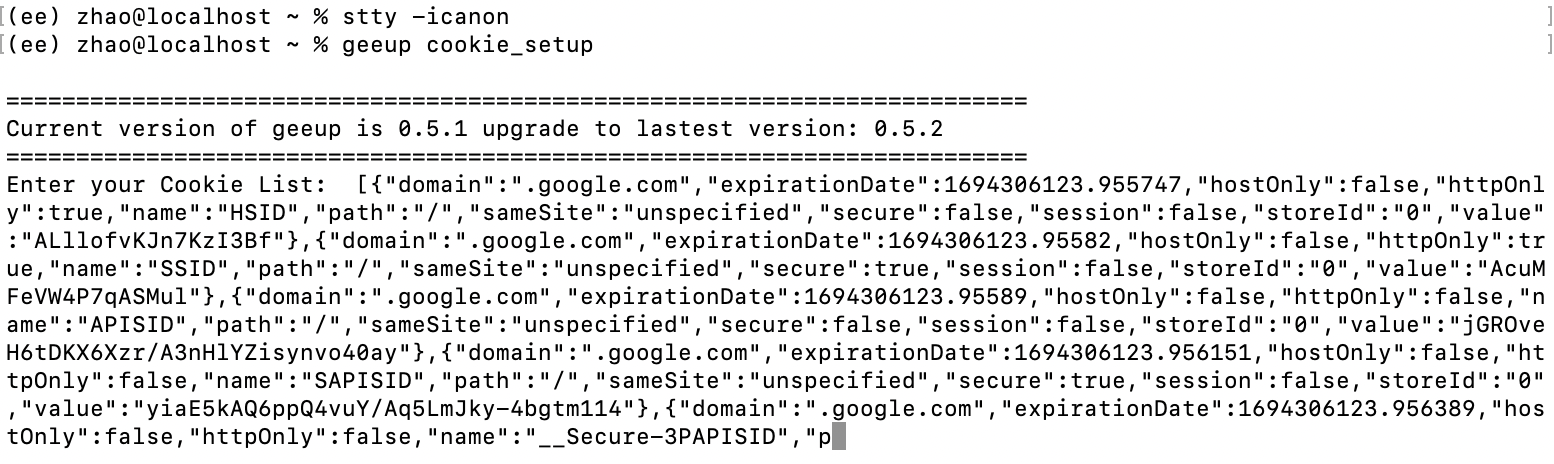 "stty -icanon" command does not work in Mac's Zsh · Issue #41 · samapriya/geeup · GitHub