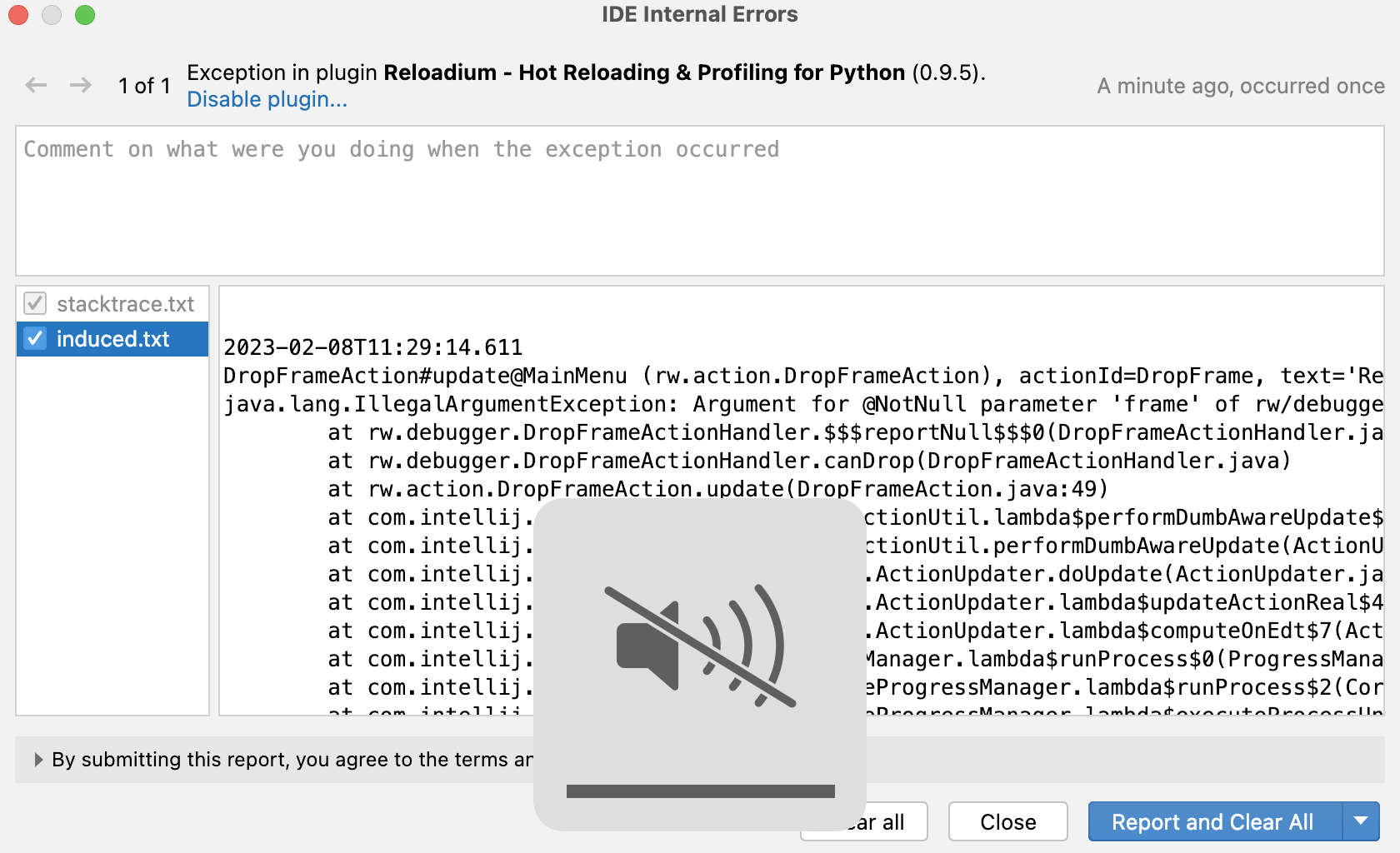 Reloadium crashes when dropping frame. · Issue #103 · reloadware/reloadium · GitHub