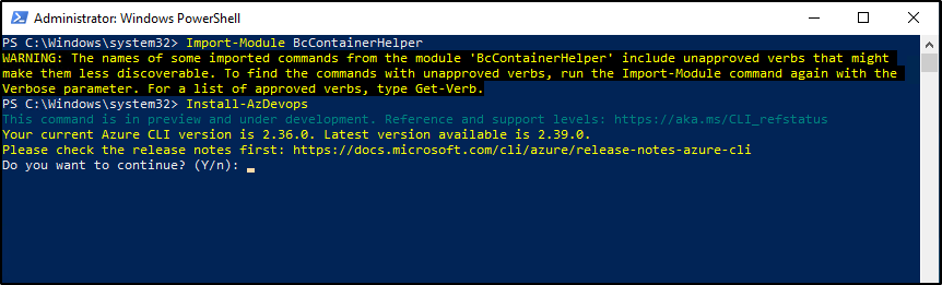 Extend Install-AzDevops with use_dynamic_install · Issue #2648 · microsoft/navcontainerhelper ...