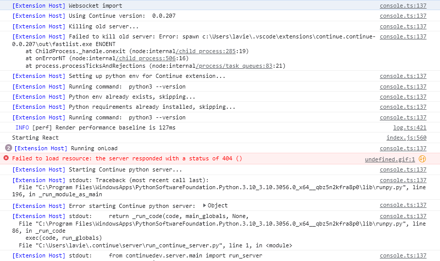 Stuck on "Starting continue server" on Windows 11 · Issue #300 · continuedev/continue · GitHub