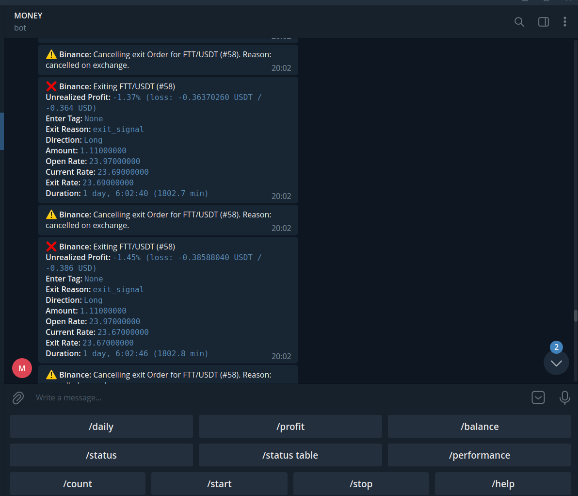 Cancelled order messages repeated hundreds of times · Issue #7608 · freqtrade/freqtrade · GitHub