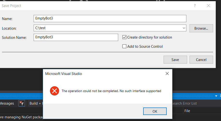 V4 VSIX - Cannot save project · Issue #1086 · microsoft/BotBuilder-Samples · GitHub