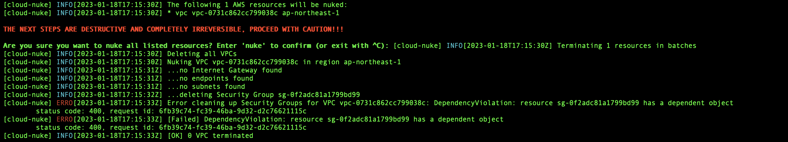 VPC not getting deleted · Issue #395 · gruntwork-io/cloud-nuke · GitHub