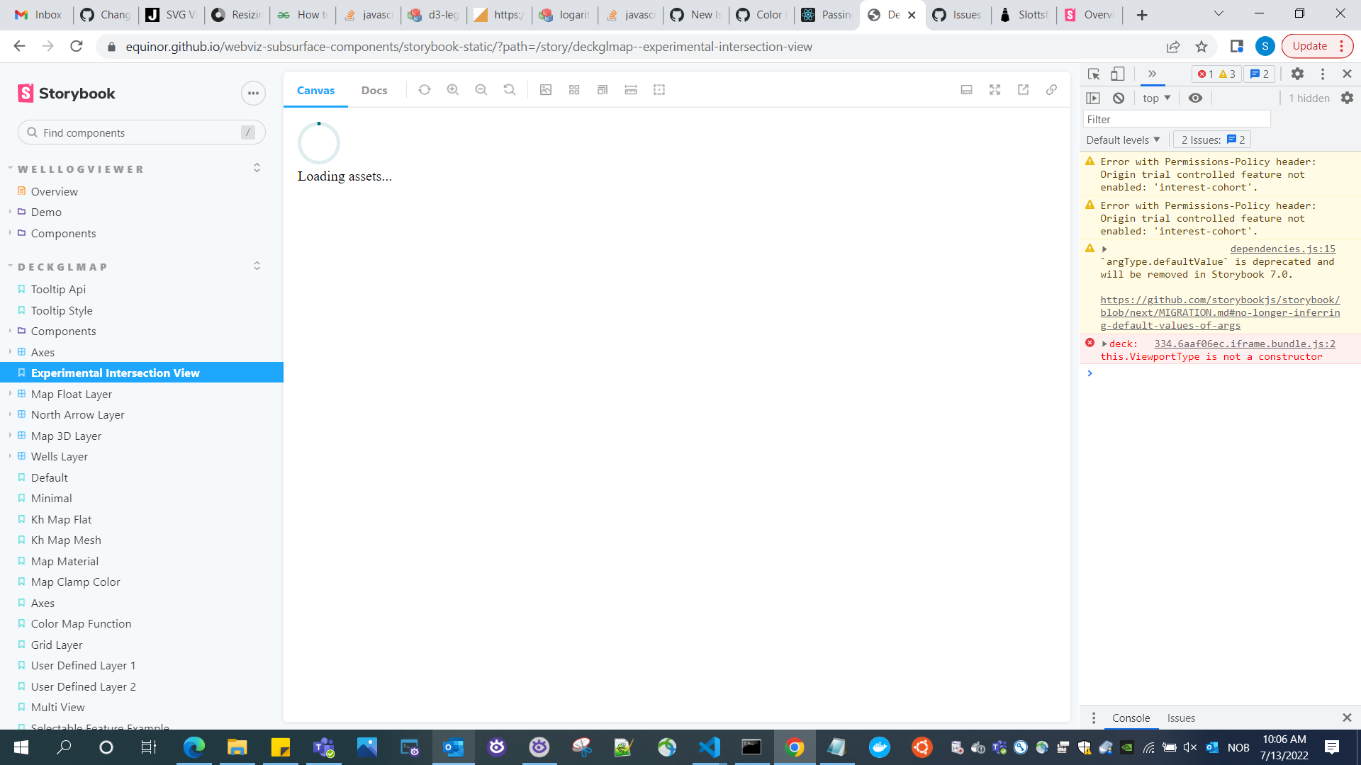 Console Error In Experimental Intersection View Storybook Example While 