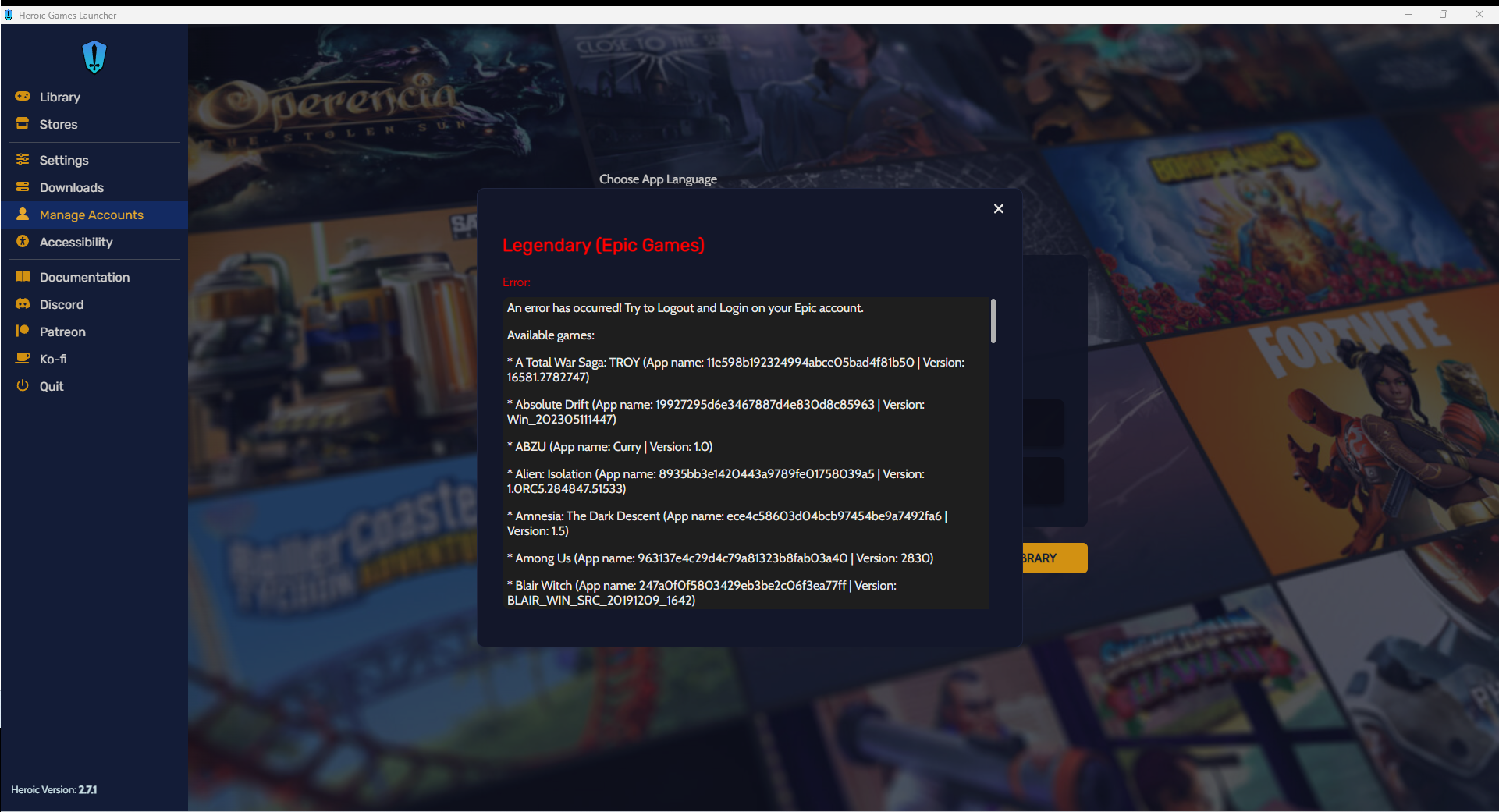 Legendary throws an error after logging into Epic account · Issue #2713 · Heroic-Games-Launcher ...