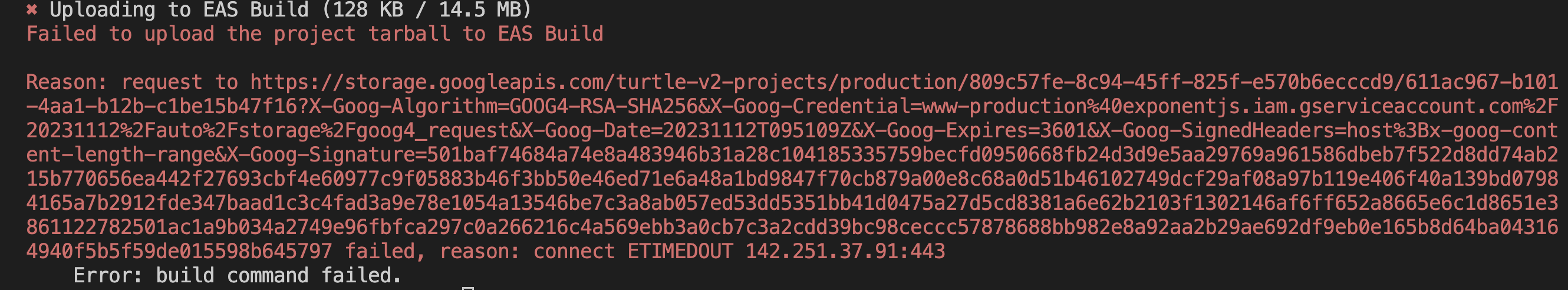 Failed to upload the project tarball to EAS Build · Issue #2026 · expo/eas-cli · GitHub