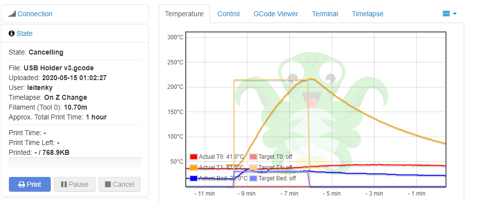 Cancelling a Print causes hang up · Issue #77 · markwal/OctoPrint-GPX · GitHub