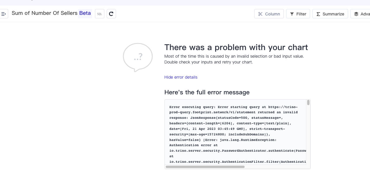 footprint query return error on April 21, 2023 at 03:45:49 AM the error ...