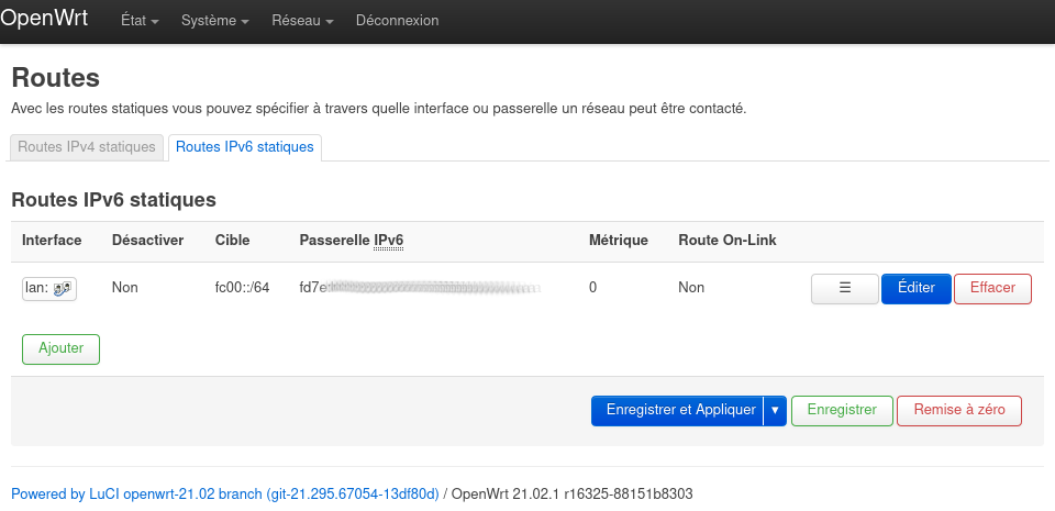 IPV6 static route via LuCI not added in Linux routing table · Issue #5089 · openwrt/openwrt · GitHub