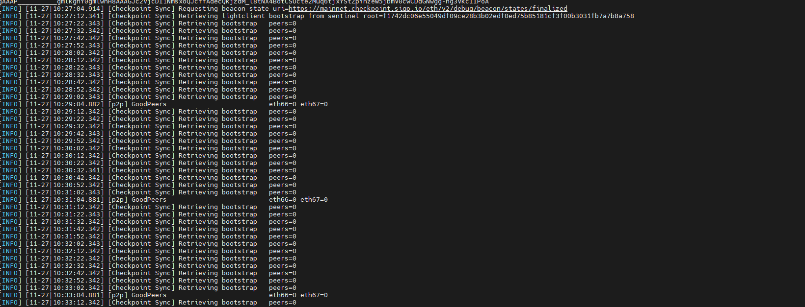 Stuck at checkpoint sync no peers · Issue #6143 · erigontech/erigon · GitHub