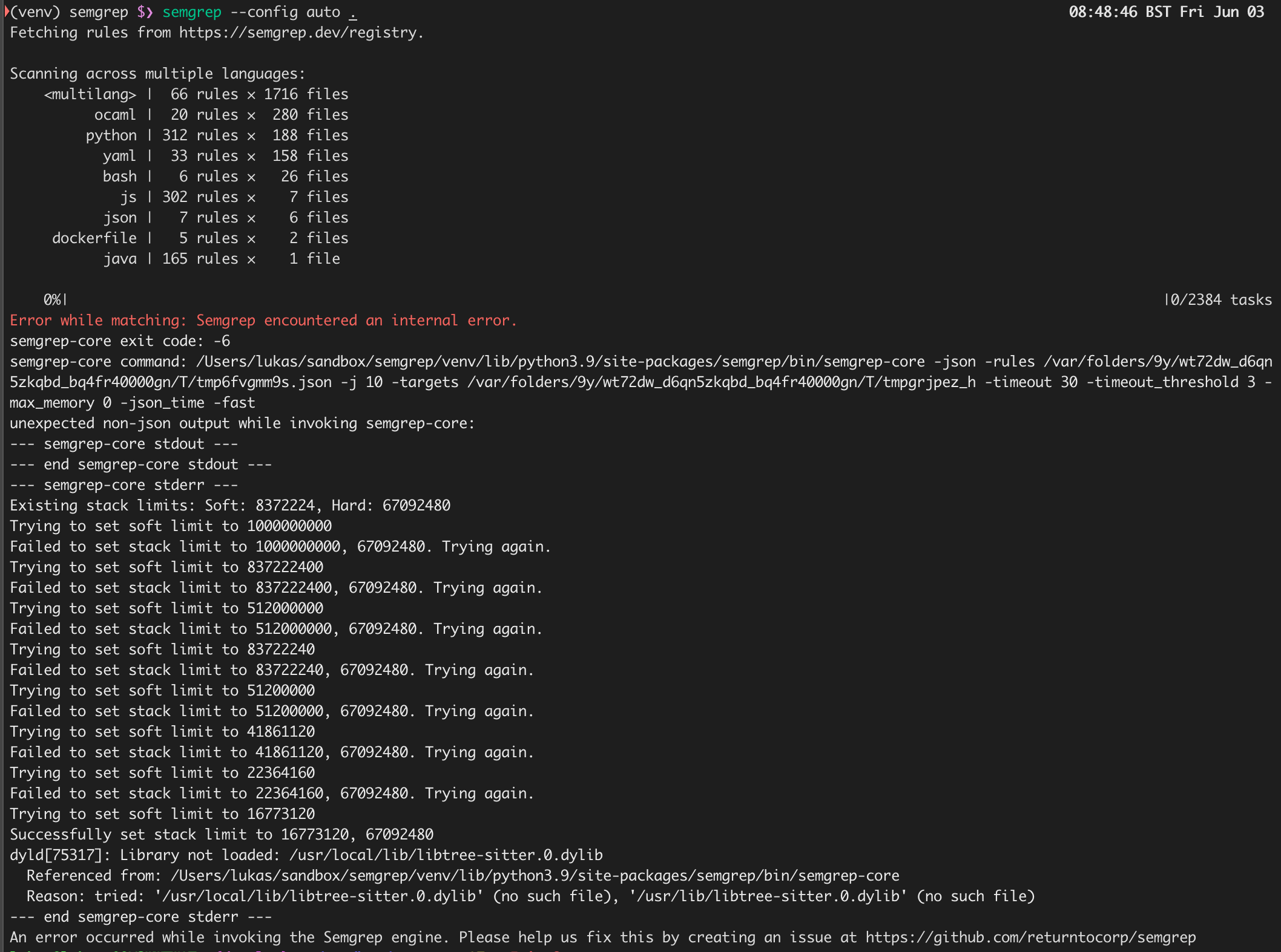 Pip-installed Semgrep 0.95 fails on Mac M1 · Issue #5423 · semgrep/semgrep · GitHub