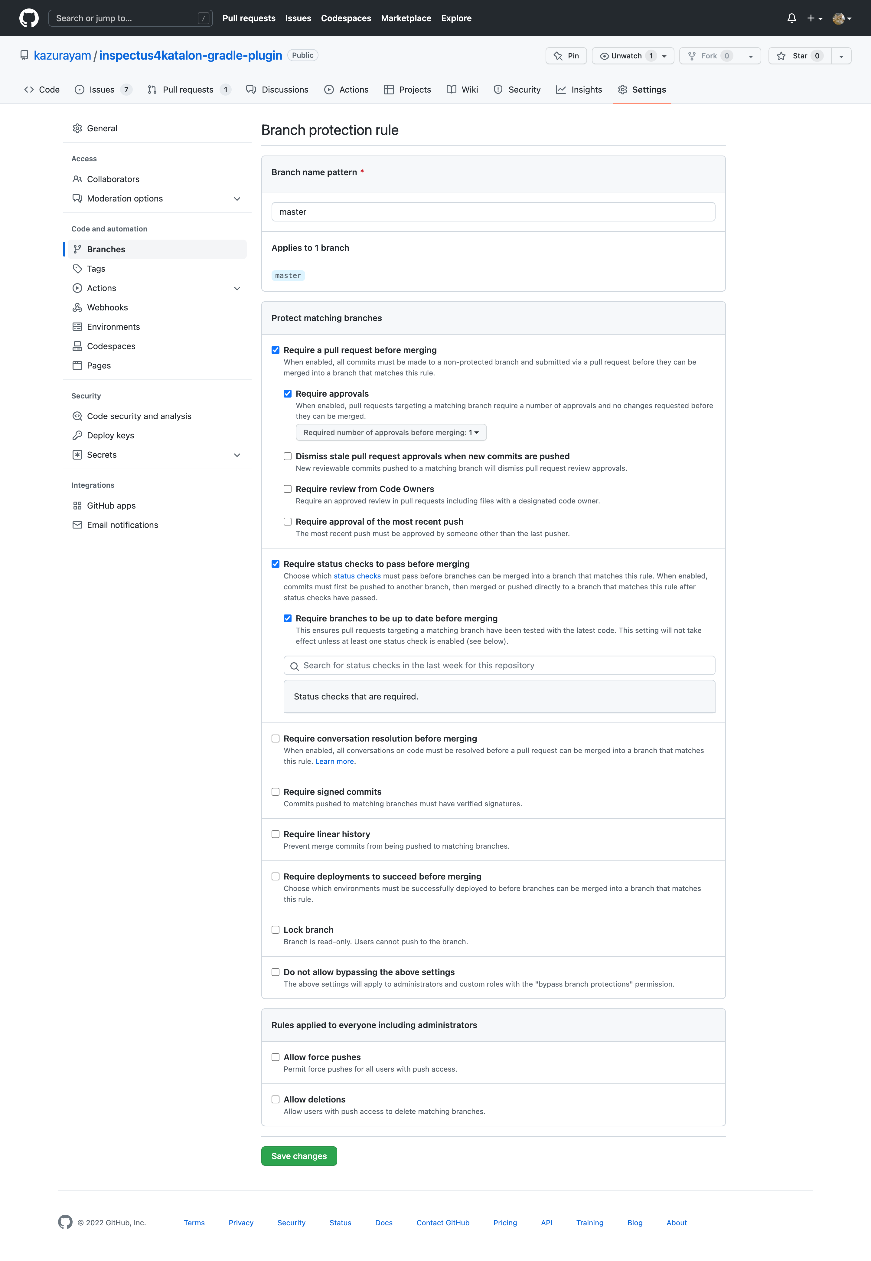 GitHub says "Your master branch isn't protected" / Require status ...