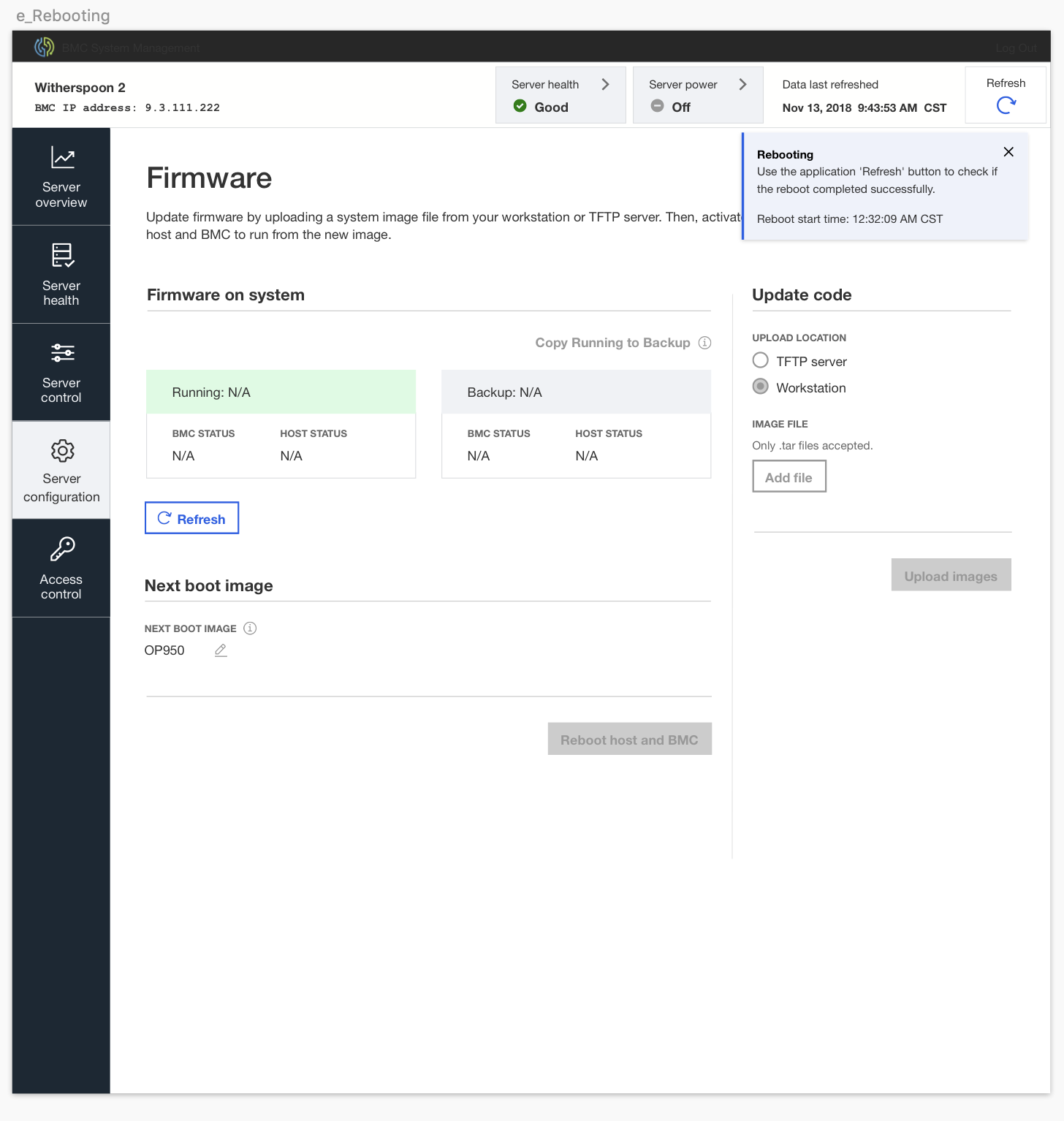GUI : Design : Create consistent experience for shutdown & reboot operations · Issue #1155 · ibm ...