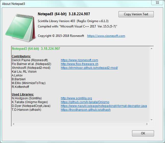 About dialog · Issue #292 · rizonesoft/Notepad3 · GitHub