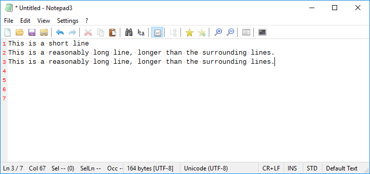 Pasting long line over short line gives different highlight depending on selection direction ...