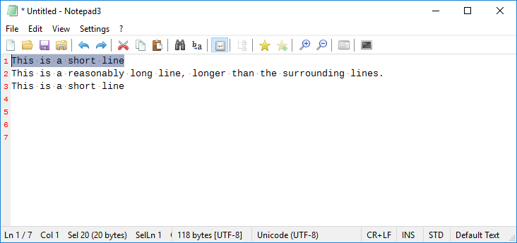 Pasting long line over short line gives different highlight depending on selection direction ...