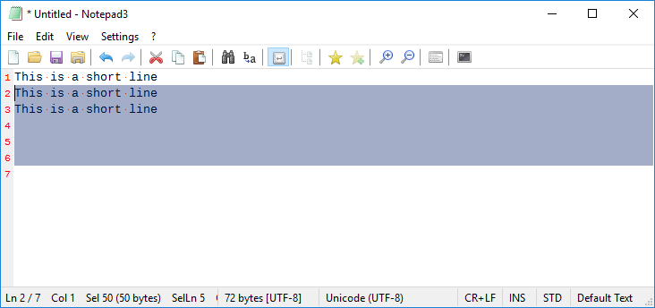 Pasting long line over short line gives different highlight depending on selection direction ...
