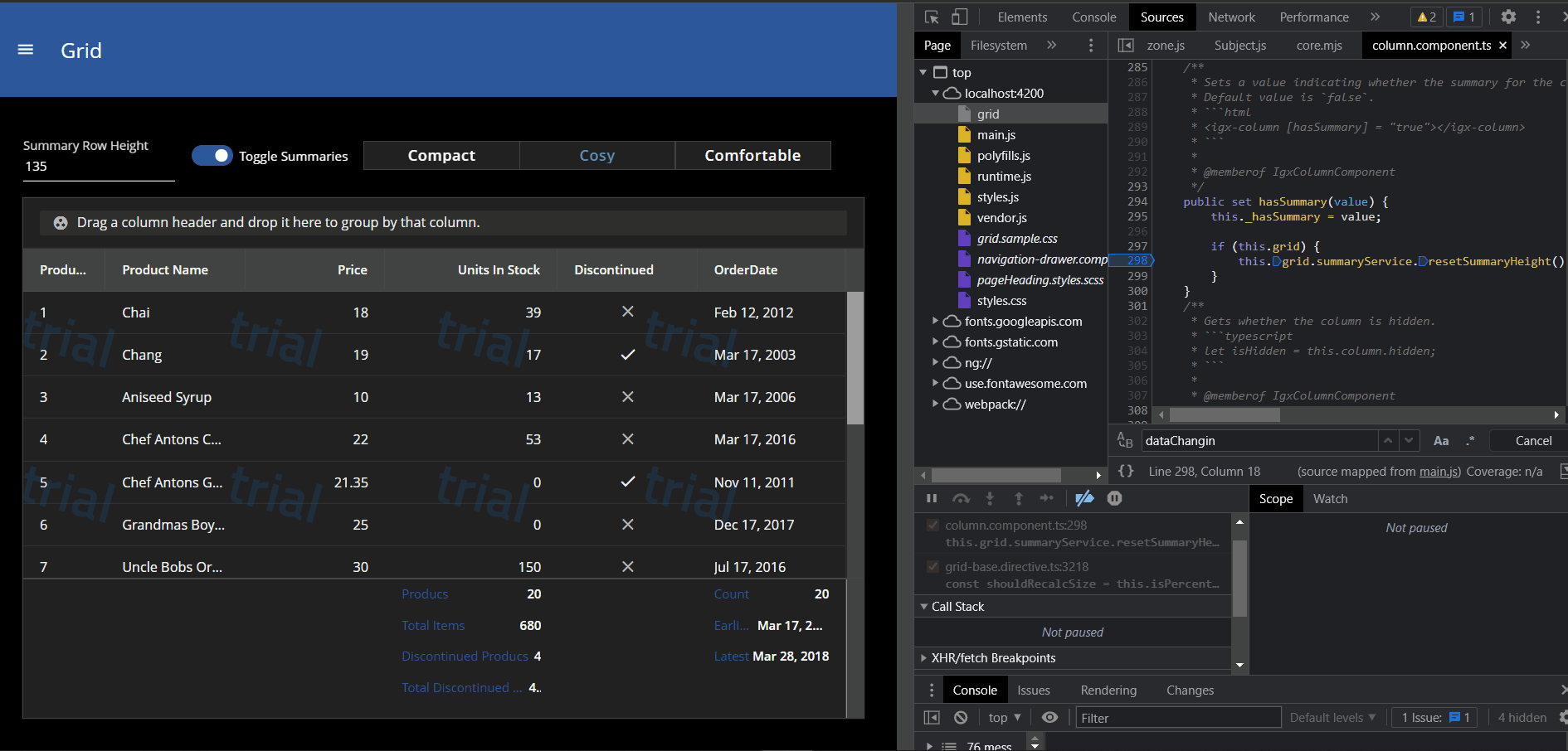 Toggling the summaries of all columns does not resize the grid correctly · Issue #10699 ...