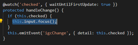 Checkbox selection focuses its input · Issue #200 · IgniteUI/igniteui-webcomponents · GitHub