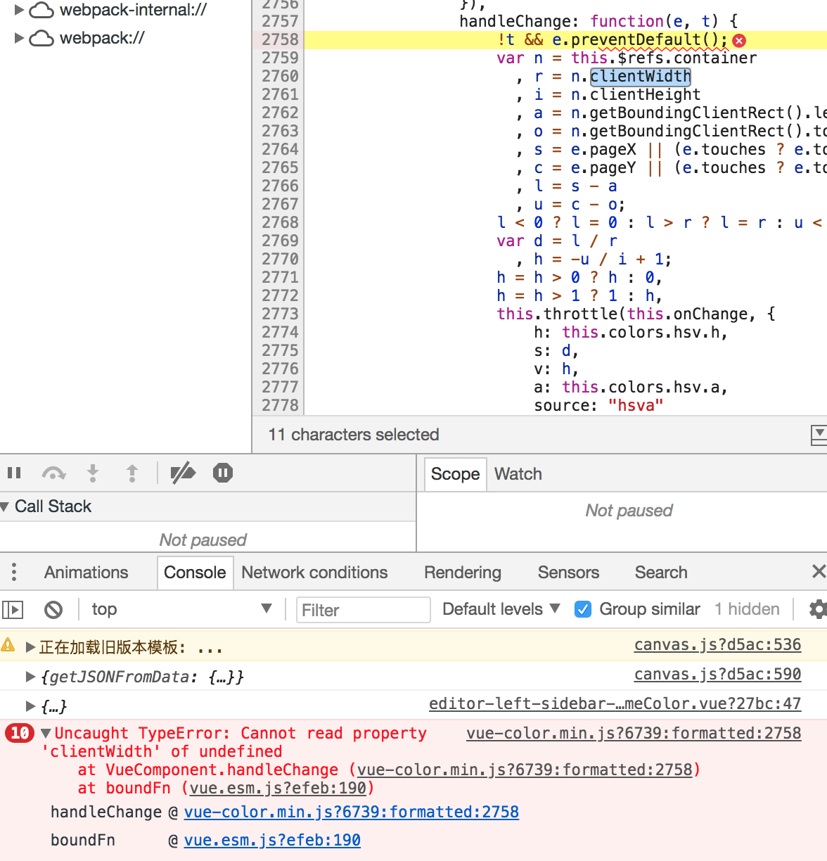 Cannot read property 'clientWidth' of undefined · Issue #119 · linx4200/vue-color · GitHub