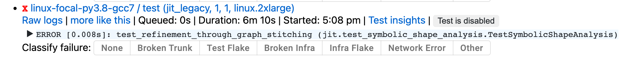 Disabled test still running on trunk CI and failing the job · Issue ...