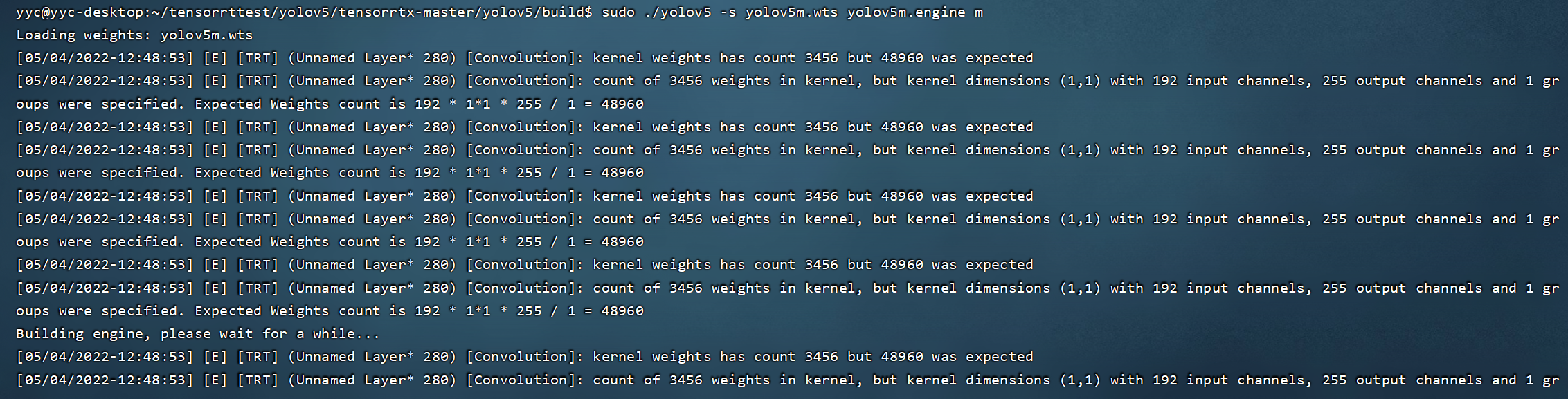 Assertion `engine != nullptr' failed. 已放弃 (核心已转储) · Issue #75 · wang-xinyu/tensorrtx · GitHub