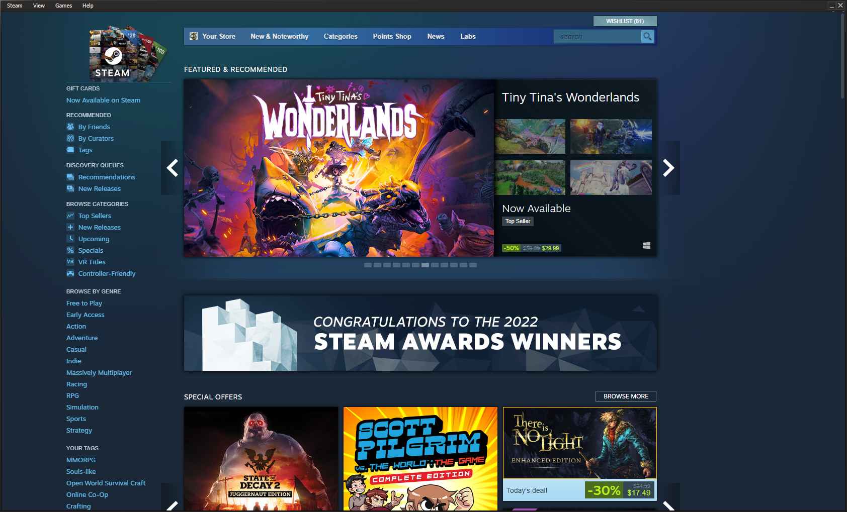 Missing Navigation Bar in Steam Stable Build: Jan 31 2023, 11:07:35 ...