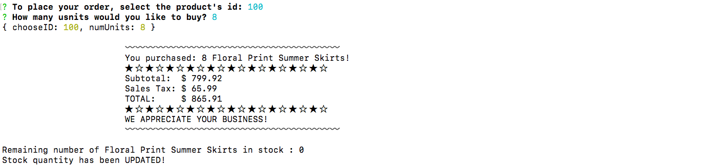 bamazon | Bamazon is an Amazon-like storefront displayed through the Terminal using node.js and ...