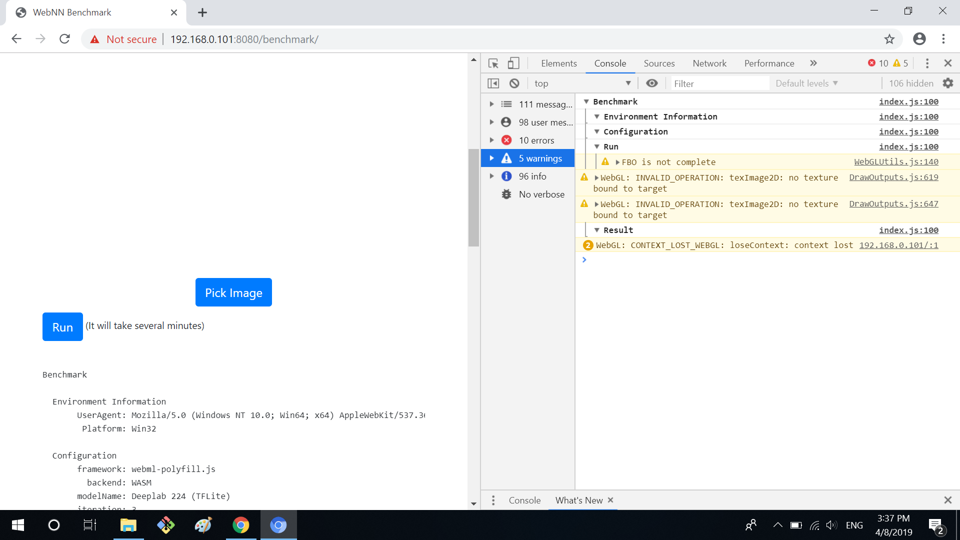 [benchmark] An error happened when running Deeplab models · Issue #721 · intel/webml-polyfill ...