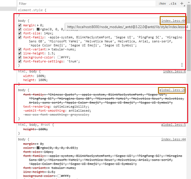 global.less 如何覆盖 antd的默认样式 · Issue #5152 · ant-design/ant-design-pro · GitHub