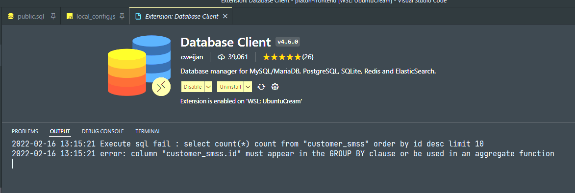 Getting Terminal outputs when writing queries · Issue #457 · cweijan/vscode-database-client · GitHub