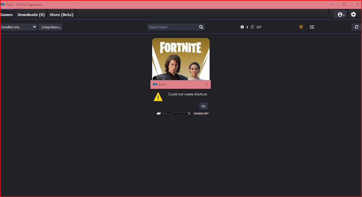 [BUG] Unable to create fortnite shortcut · Issue #283 · RareDevs/Rare · GitHub