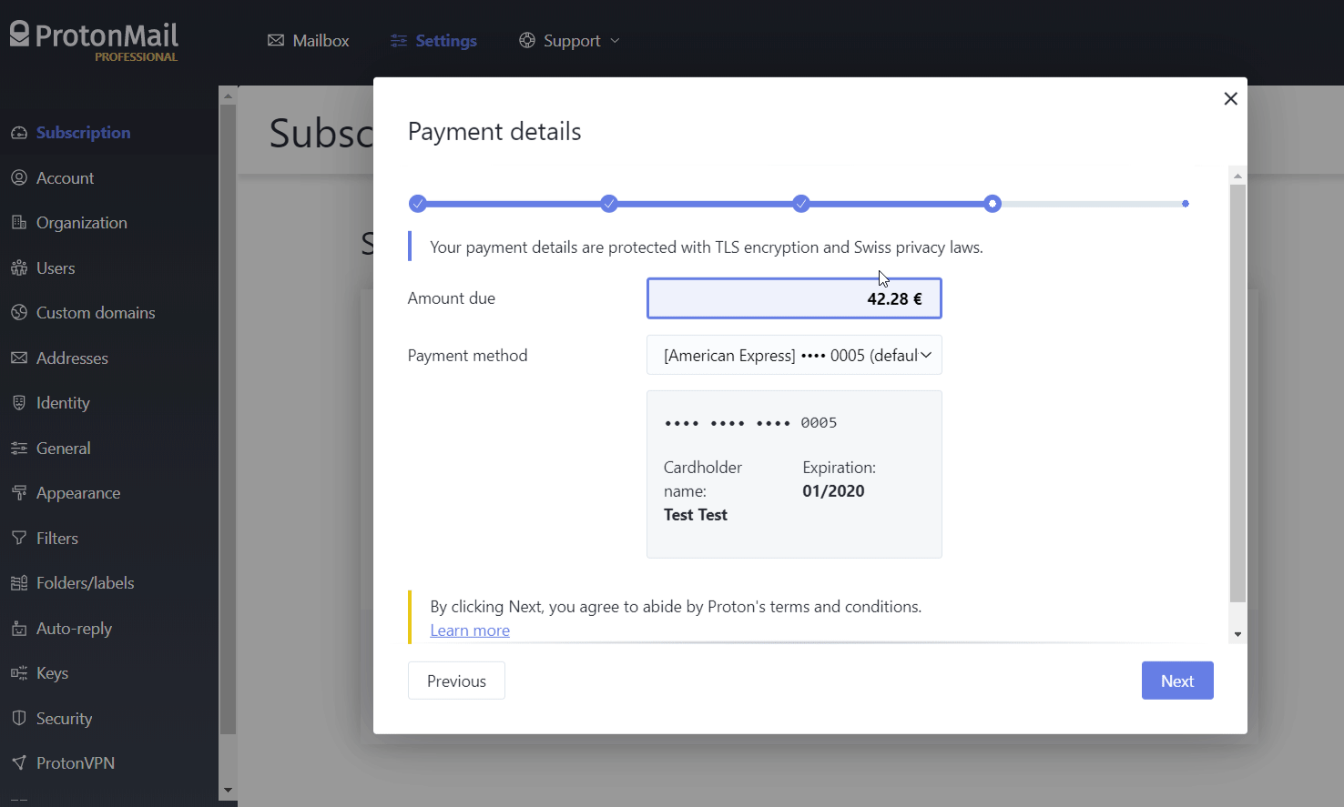 Button in last payment step is labeled 'Next' · Issue #120 · ProtonMail/proton-mail-settings ...