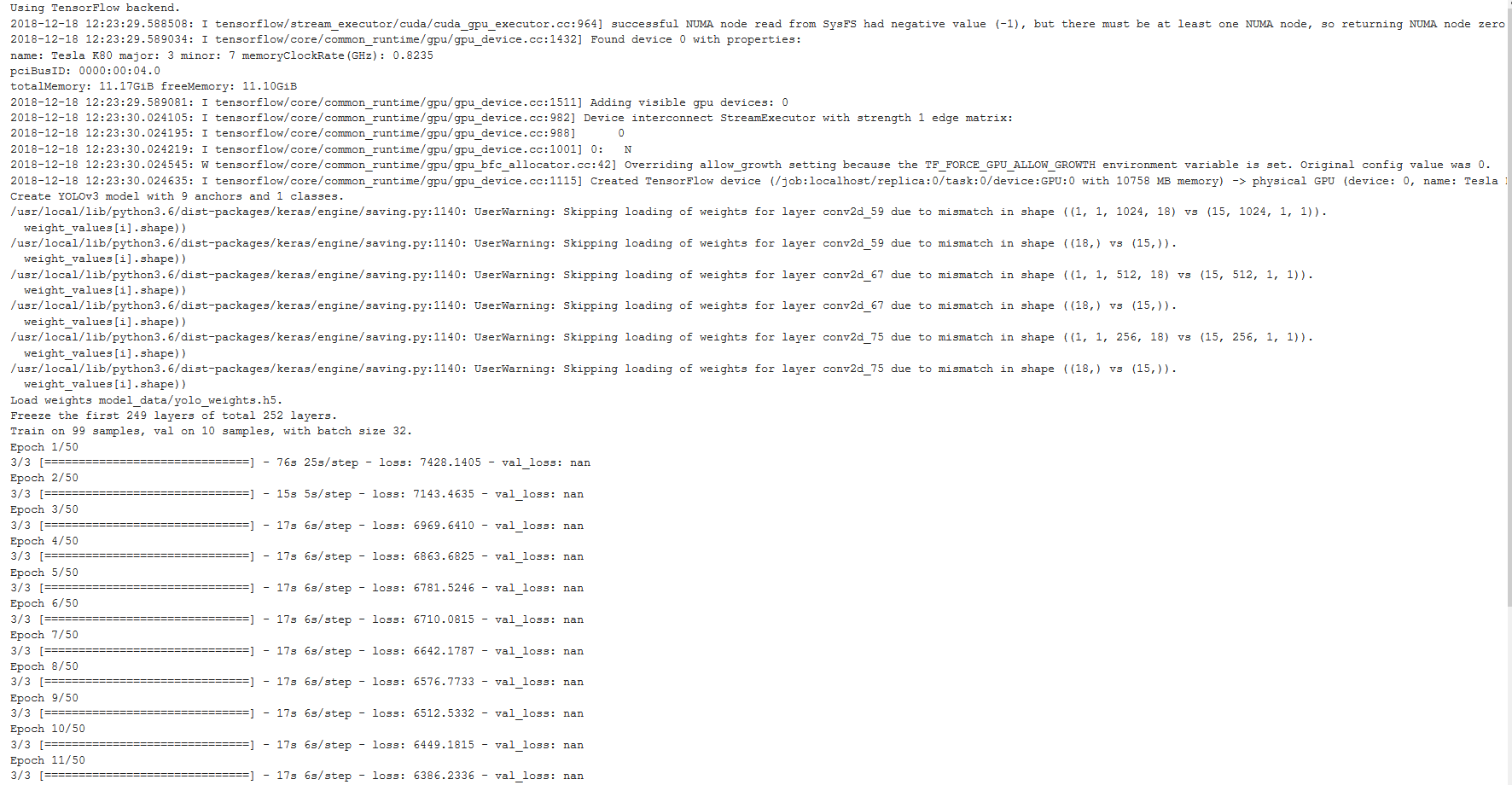 why is my loss so high ? and my val_loss is nan? · Issue #304 · qqwweee/keras-yolo3 · GitHub