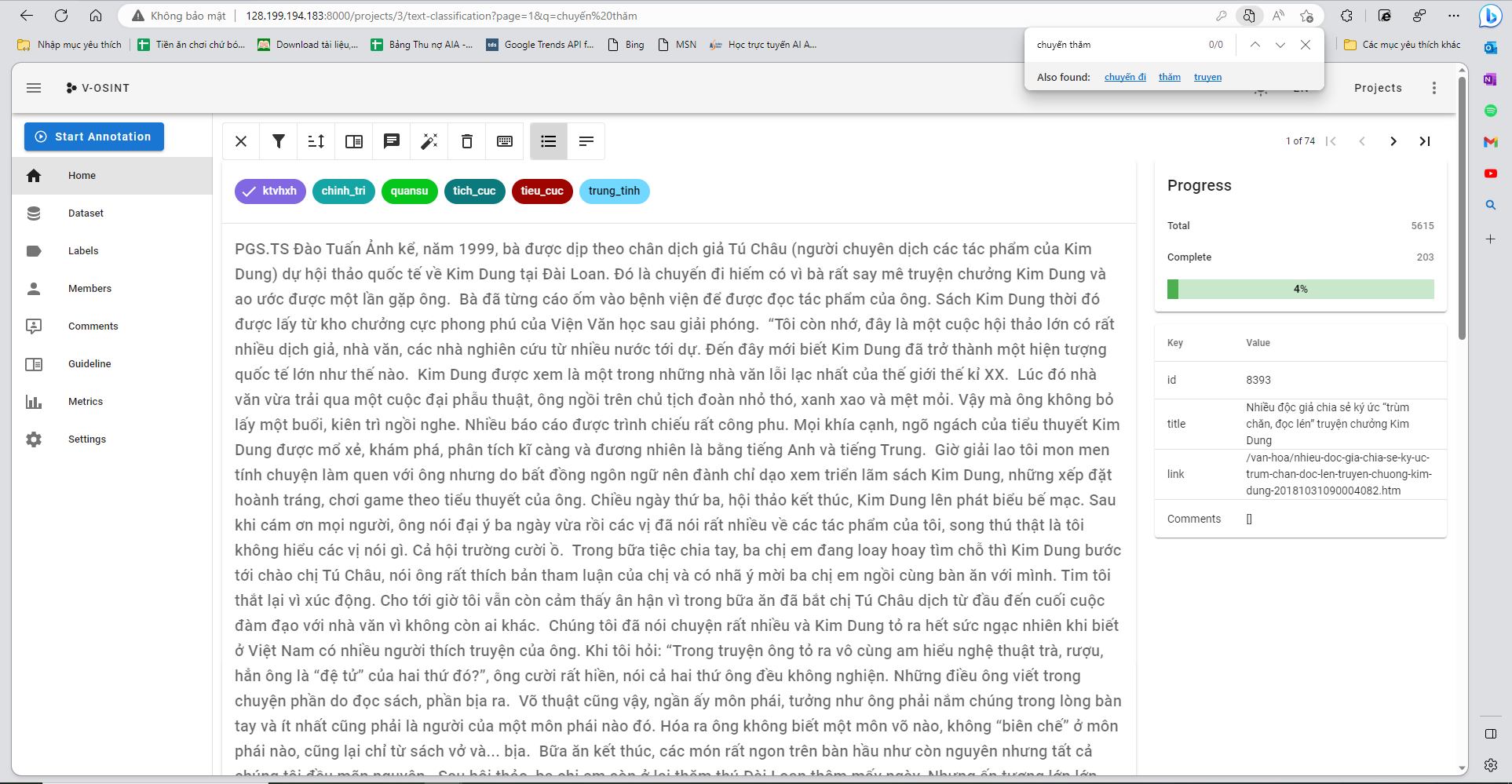 Error In Search Function In Vietnamese · Issue 2171 · Doccanodoccano · Github 
