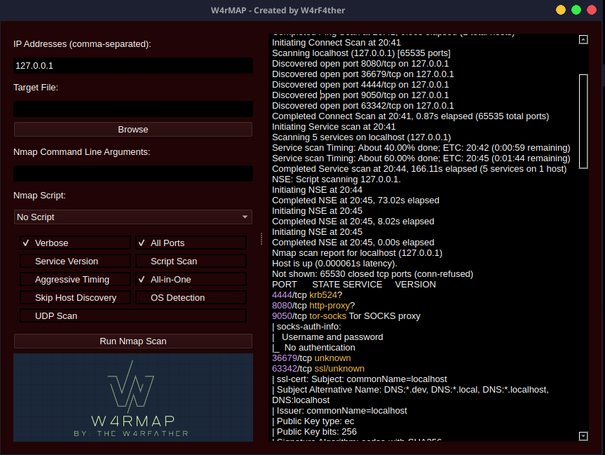GitHub - TheW4rF4ther/W4rMAP: GUI for NMAP using Python3