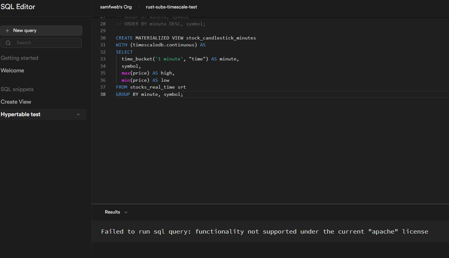 Timescaledb Extension Continuous Aggregates Are Not Supported · Issue 12342 · Supabase 