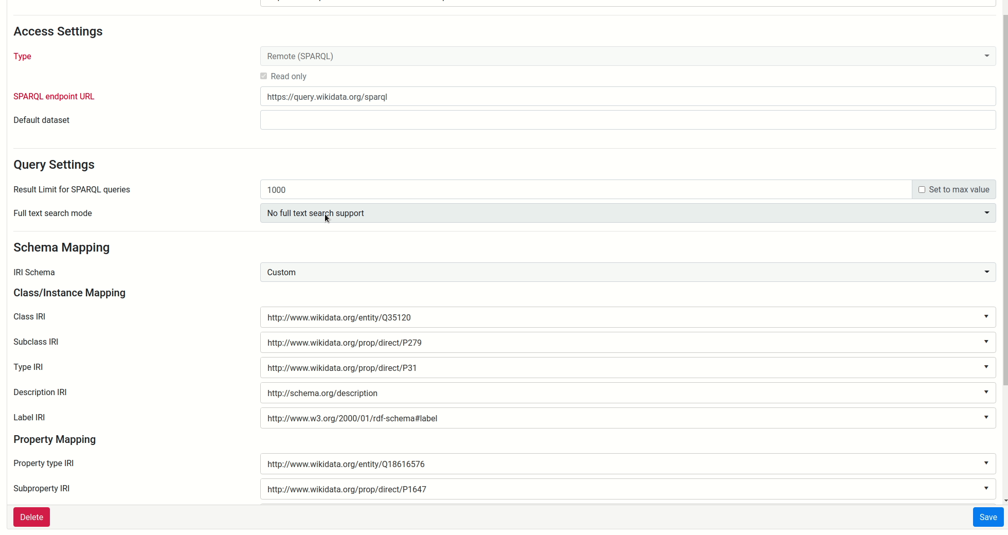 Unable to config and receive Wikidata (fr) Knowledge Base ...