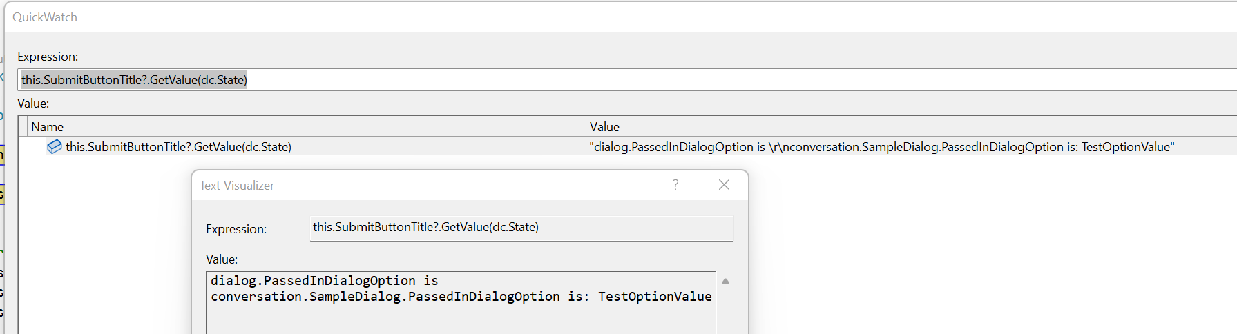 Dialog options, e.g.,`dialog.xxx` cannot be interpreted from a `StringExpression` property of a ...