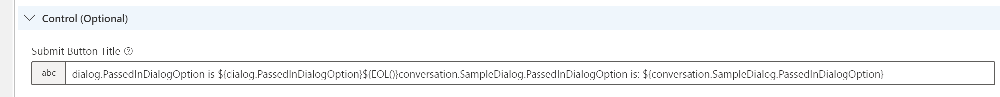 Dialog options, e.g.,`dialog.xxx` cannot be interpreted from a `StringExpression` property of a ...