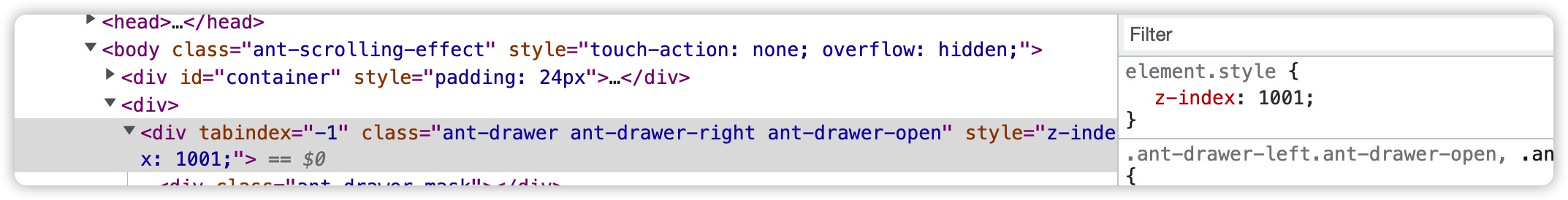 Drawer组件zIndex属性设置失效 · Issue #36932 · ant-design/ant-design · GitHub
