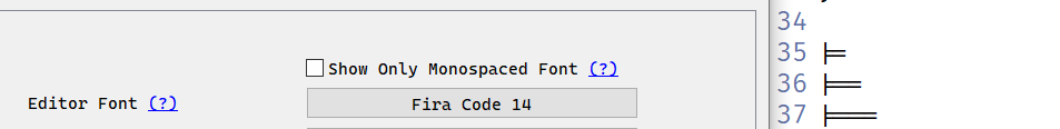 Fira Code NF/NFM cannot displaying `|=` as ligatures · Issue #1115 · ryanoasis/nerd-fonts · GitHub