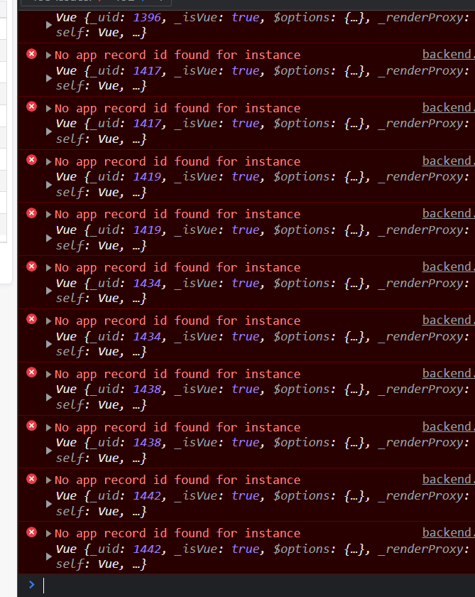 VM3113 backend.js:4912 No app record id found for instance · Issue #1791 · vuejs/devtools-v6 ...