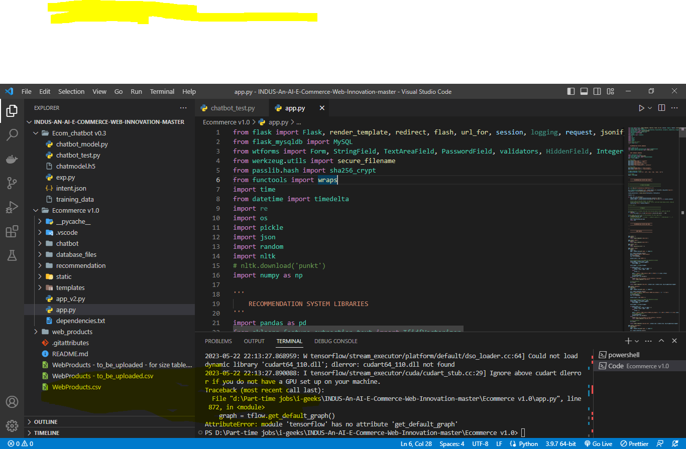 Steps to recreate project · Issue #4 · armughan03/INDUS-An-AI-E-Commerce-Web-Innovation · GitHub